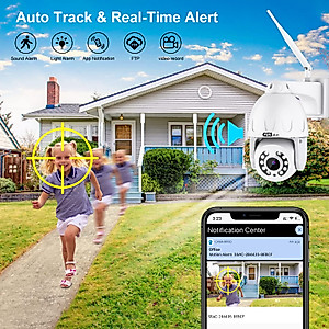 FUSWLAN 5MP PTZ Security Camera Outdoor, 5X Optical Zoom WiFi Cameras with Auto Tracking, Floodlight Full-Color Night Vision, Pan Tilt IP Camera, Humanoid Detection, Two-Way Audio, SD Card Storage