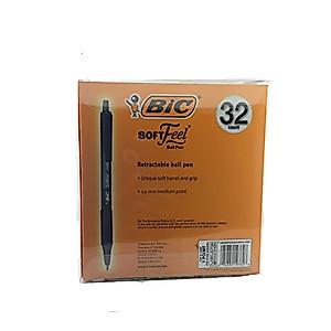 BIC Soft Feel Ball Pen, Black, Medium Point, 32-Count