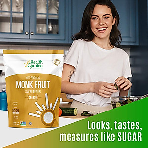 Health Garden Monk Fruit Sweetener, Classic - Non GMO - Gluten Free - Sugar Substitute - Kosher - Keto Friendly (3 lbs)