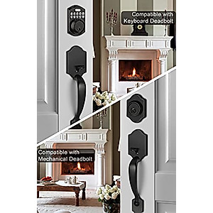 goldenwarm Black Front Door Handle, Entry Door Handle and Reversible Handle Lever, Single Cylinder Front Door Handle Only, Matte Black Front Door Entry Handleset, Entry Way Door Handle