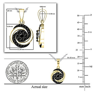 Dazzlingrock Collection Round Black Diamond Twisted & Swirl Circle Pendant for Women (0.29 Ctw) in 10K Yellow Gold