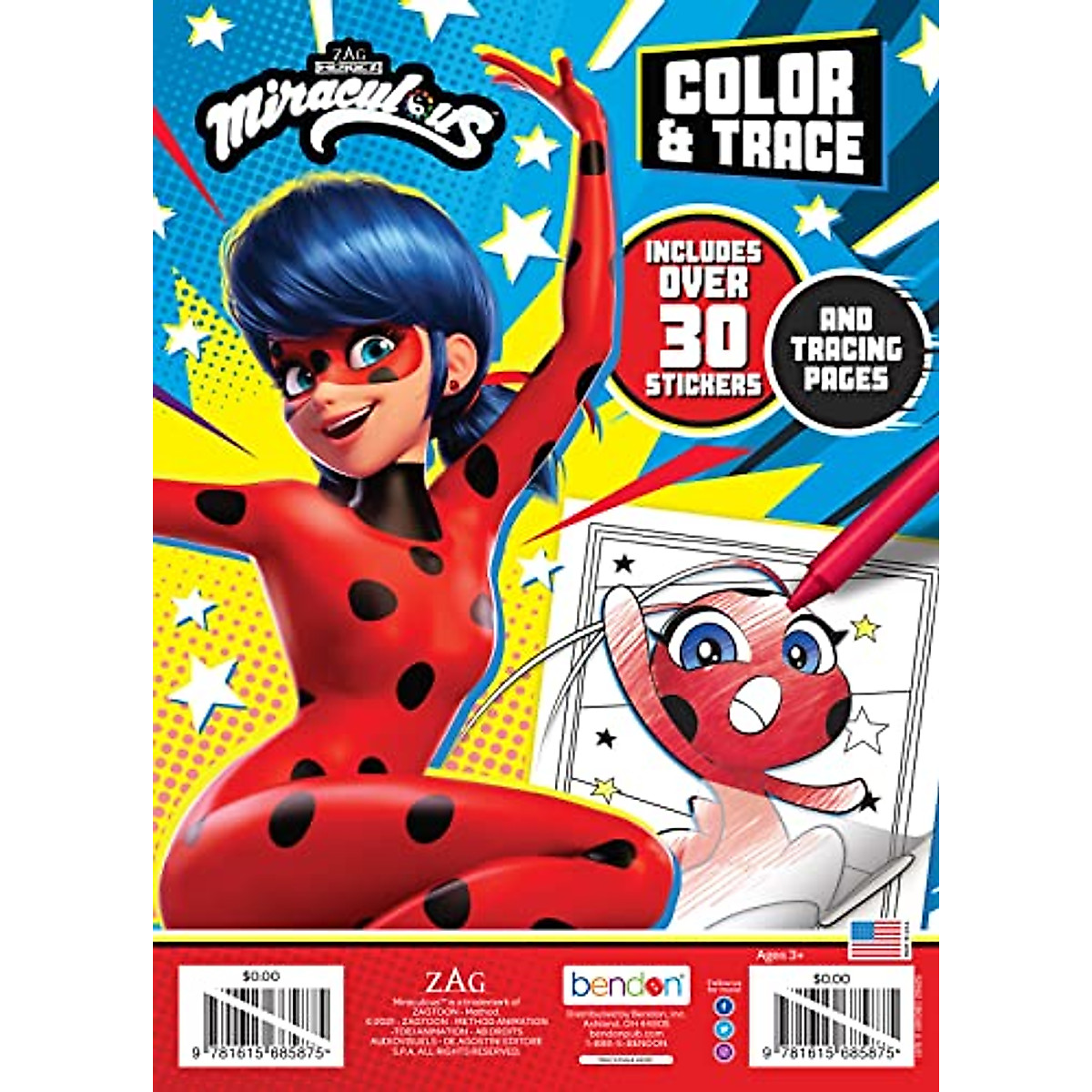 Bendon Miraculous: Tales of Ladybug and Cat Noir 48 Page Color & Trace Coloring Book 52562