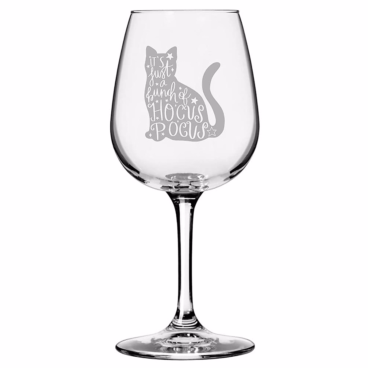 Hocus Pocus Cat Happy Halloween Etched 12.75oz All Purpose Wine Glass