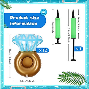 12Pack Ring Inflatable Drink Holder, Drink Floaties Floats Cup for Swimming Pool Drink Holder for Pool Bachelorette Party Float Decorations Accessories for Adults