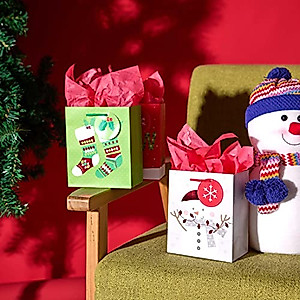 SUNCOLOR 12 Pack 6" Small Christmas Gift Bags With Handle