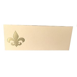 100 Gold Fleur de Lis Tent Style Ivory Place Cards 4.25" X 1.75 Folded