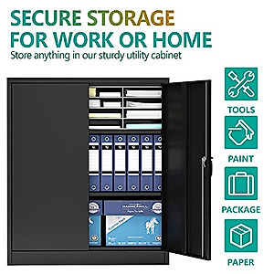 No Brands GangMei Storage Cabinet with 2 Adjustable Shelves and Lockable Doors,Industrial and Office Usage.Machine Cabinet. Metal Storage Cabinet,Assembly Required