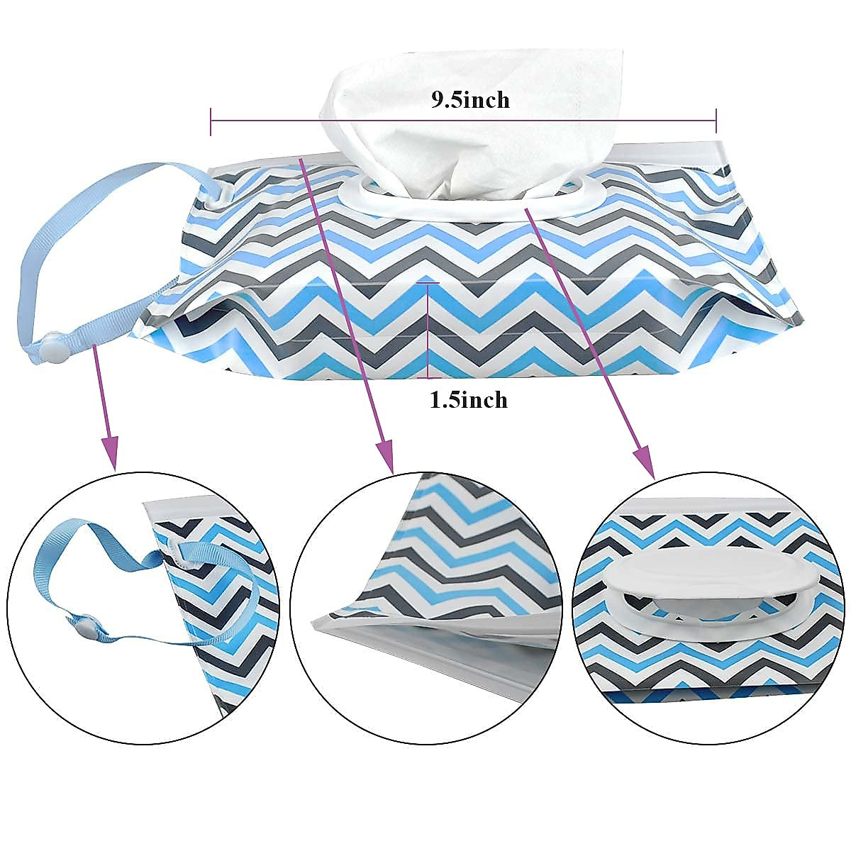 Baby Wipes Dispenser, On-The-Go Wipes Dispenser ,Portable Wet Reusable Refillable Wipe Holder Container for Diaper Bag Lightweight Travel Wipe Pouch Cases