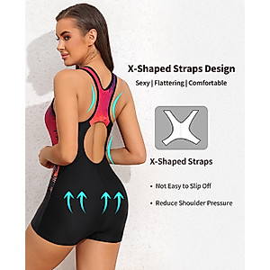 beautyin Swimsuit Women Boyleg One Piece Water Aerobic Traininig Lap Bathing Suit