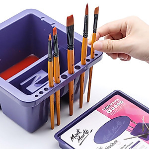 Mont Marte Twin Compartment Plastic Brush Washer. Easy Paint Brush Cleaning and Drying. Suitable for Acrylic and Watercolor Painting.