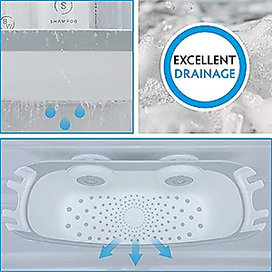 SlipX Solutions Clear Bottomless Bath Overflow Drain Cover and White Suction Shower Basket Caddy