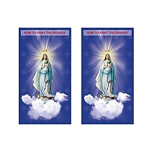 Two How to Pray the Rosary TriFold Instructions Pocket Holy Cards with Hail Mary, Our Father Prayers, Apostle's Creed
