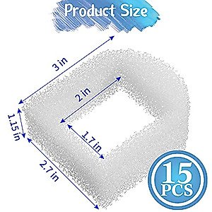 15 Pieces Pet Water Fountain Replacement Filter Foam Pre-Filter Cat and Dog Fountains Foam Compatible with Drinkwell Ceramic and 360 Stainless Steel Pet Dog Cat Fountains (White)
