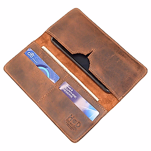 Hide & Drink, Cell Phone Wallet Handmade from Full Grain Leather - Bourbon Brown