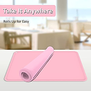 Baby Placemats, Non-Slip Silicone Placemat for Kids, Toddler Placemat for Dining Table, Baby Placemats Portable Food Mats for Kids Toddler Children (2 Pack, Baby Blue,Pink)