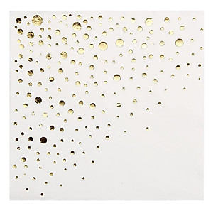 Stylish White and Gold Napkins for Party - 6.5 x 6.5 Inch Gold Lunch Napkins - 50 White and Gold Paper Napkins - 3-Ply Gold Luncheon Napkins - Wedding Napkins or Gold Bridal Shower Napkins