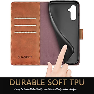 SUANPOT for Samsung Galaxy A54 5G Wallet case with RFID Blocking Credit Card Holder,Flip Book PU Leather Protective Cover Women Men for Samsung A54 Phone case Light Brown