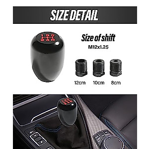 ESEWALAS Gear Shift Knob,5 Speed Manual Gearbox Shift Knob,Car Modification Manual Knob Gear Shift Head Shifter,M12x1.25 Screw On Aluminum,Manual Gear Shift Knobs Replacement Fit(Black)