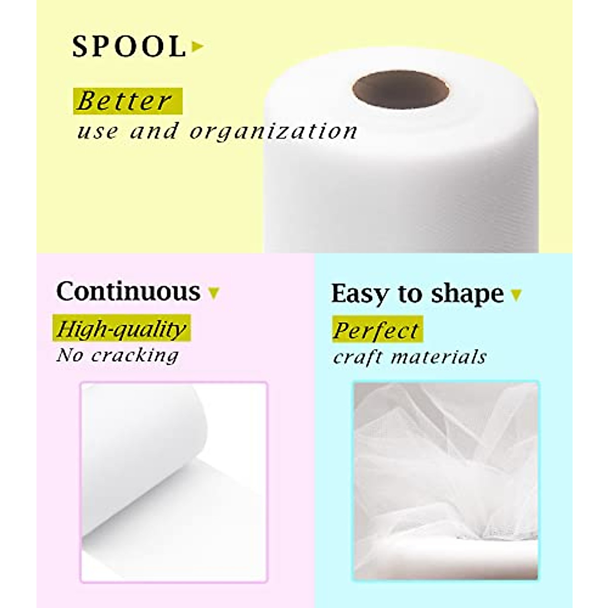 Tulle Fabric 6 Inch by 100 Yards White Tulle Rolls Spool for Tutu Table Skirt Wedding Gift Wrapping Party Decorations DIY Crafts Supplies