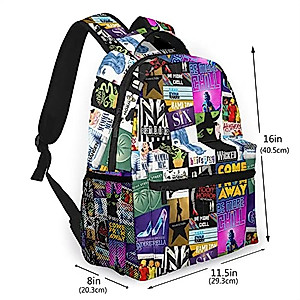 Broadway Musical Collage Backpack Large Capacity School Book Bag Laptop Backpacks Lightweight Travel Bookbag Boys Daypack