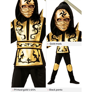 Rubies Child's Gold Ninja Costume, Medium