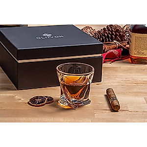 Premium Twist Design Whiskey Glasses - Set of 4 Whisky Glasses In Luxury Gift Box, 10oz Lead-Free Glasses, Great For Bourbon, Scotch, Old Fashioned Cocktails, Ideal For Men, Fathers, Sons, Boyfriends