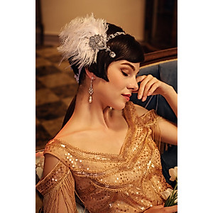 BABEYOND 1920s Vintage Wedding Pearl Dangle Drop Earrings Art Deco Gatsby Earrings (Style 5-Rose Gold)