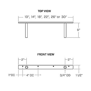22" Long Heavy Duty Floating Shelf Hardware- Fits a 24" to 27" Shelf - Manufactured in USA