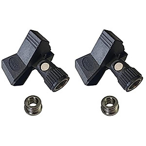 Audio 2000s MC417N2 Universal Microphone Clip Holder with Adapter (2 Pack)