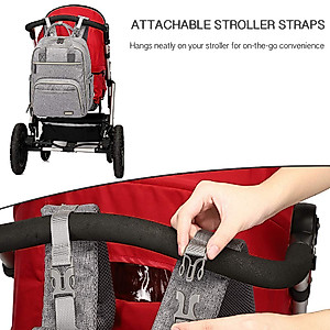 iniuniu Diaper Bag Backpack, Large Unisex Baby Bags Multifunction Travel Backpack for Mom and Dad with Changing Pad and Stroller Straps, Gray