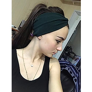 DRESHOW 8 Pack Girls Turban Wide Headbands for Women Headwraps Knotted Elastic Yoga Workout Solid Color Hair Accessories