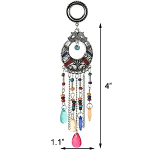 00G 10mm 316L Surgical Steel Multicolor Beads Tassel Dangle Ear Gauges Piercing Flesh Tunnels Plugs Statement Earrings