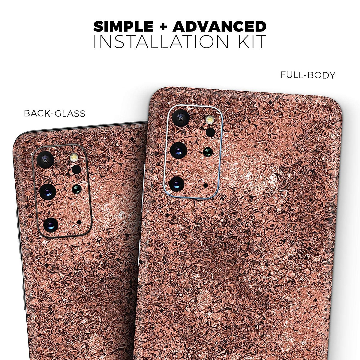 DesignSkinz Rose Gold Liquid Abstract Protective Vinyl Decal Wrap Skin Cover Compatible with The Samsung Galaxy S20 (Screen Trim & Back Glass Skin)