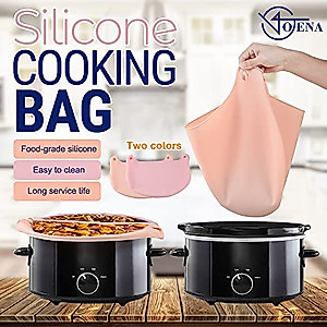 2-Pack Silicone Crock pot Liner Reusable | Crock Pot Liners for Oval and Round Pot | Crock pot Liner | Slow Cooker Liners | Silicone Crock pot Liner | Food Grade Crock pot Liners | 6-8 Quarts