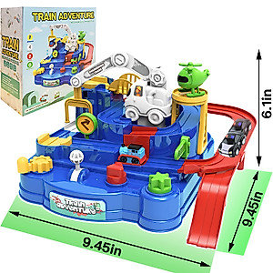 Jishi Kids Race Track Toys for Boys, Toddler Car Adventure Toys for Kids Age 3 4 Years Old Boys Girls, Puzzle Rail City Rescue Game Playset Preschool Educational Birthday Gifts for Kids Ages 3 4 5 6 7