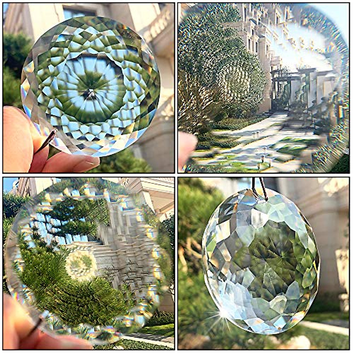 Hanging Crystal Suncatcher Chandelier Crystals Prisms Clear Chandelier Crystals Flower of Life Prisms Suncatcher Window Hanging Ornament Crafts(75MM)