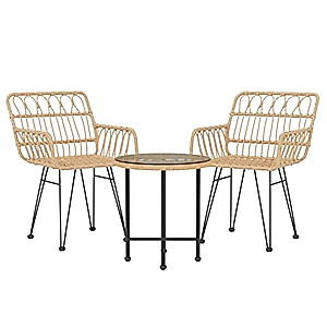 Camerina 3 Piece Patio Dining Set Outdoor Patio Dining Set Outdoor Patio Furniture Patio Set Patio Table and Chairs Set Poly Rattan 3157829