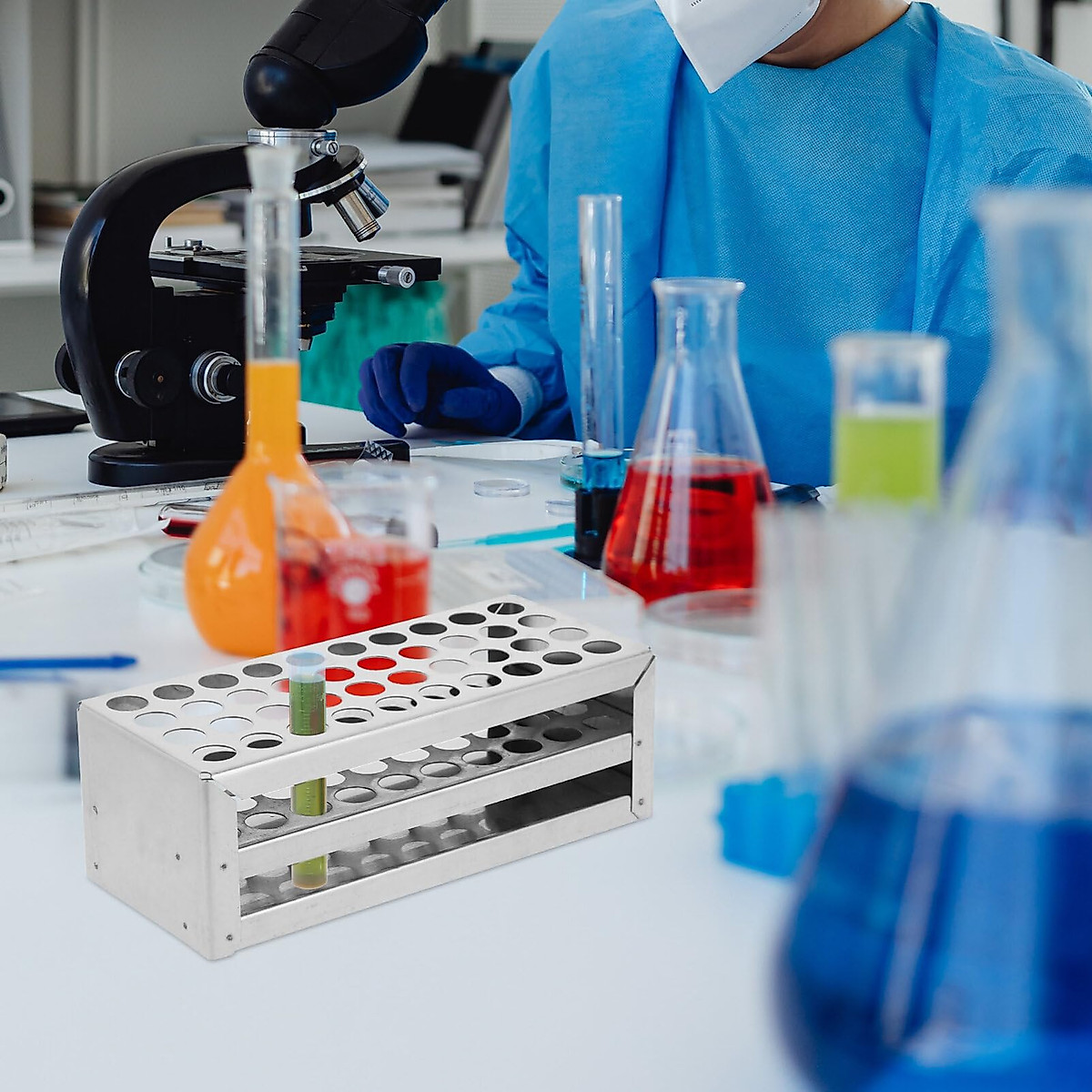 iplusmile Laboratory Test Tube Stand Test Tube Stand for Drying Test Tube Holder Rack Test Tube Rack for Lab Test Tube Rack Holder Laboratory Tube Holder Stainless Steel Drain Rack