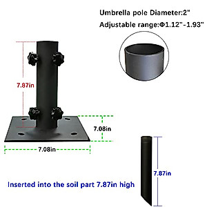 Atsasaye Patio Umbrella Base with Ground Spike Fixing Suitable for two scenarios Table Umbrella Base Stand, Weather-Resistant Outdoor Market Umbrella Stand Holder for Yard/Garden/Deck Porch