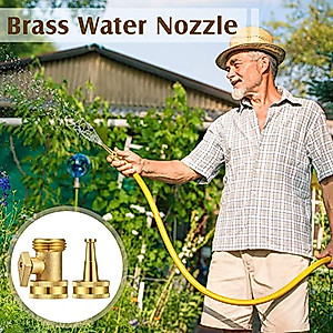 LEIFIDE 8 Pcs Brass Jet Nozzle Water Nozzle High Pressure Hose Nozzle with Garden Hose Shutoff Valve Brass Heavy Duty 3/4 Inch GHT Connector for Garden Hose