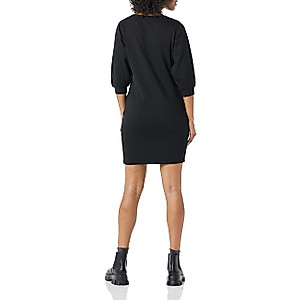 Amazon Essentials Women's Fleece Blouson Sleeve Crewneck Sweatshirt Dress (Available in Plus Size), Black, X-Large