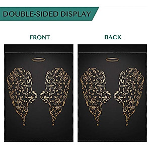 Uanvaha Golden Wings Garden Flags 12.5X18 Double Sided Halo Heart on The Black Background Abstract Angel Small House Flag Outdoor Home Patio Lawn Farmhouse Decor