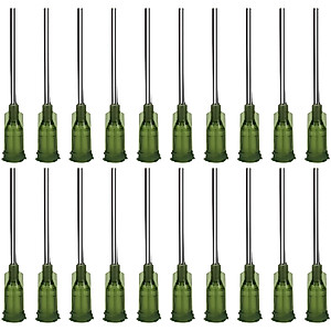 Shintop Dispensing Needle, 1.5 Inch 14G Blunt Tip Syringe Needles with Luer Lock for Refilling Liquid, Inks and Syringes (Pack of 100, Olive Green)