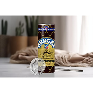 Generic Dominican Rum Tumbler, 20oz Stainless Steel with Lid and Straw, Vacuum Insulated, Double Wall. Glass for dad, friend, boyfriend. Birthday gift., Large