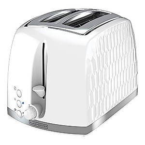 BLACK+DECKER TR1250WD Honeycomb Collection 2-Slice Toaster with Premium Textured Finish, White
