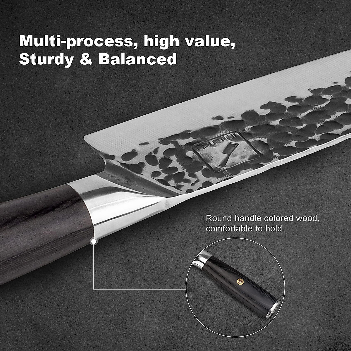 imarku Chef Knife Japanese Forged Knife 7.5 Inch High Carbon German Stainless Steel Meat Cleaver Knife Kitchen Kiritsuke Knife for Home and Restaurant Christmas Gift for Men and Women