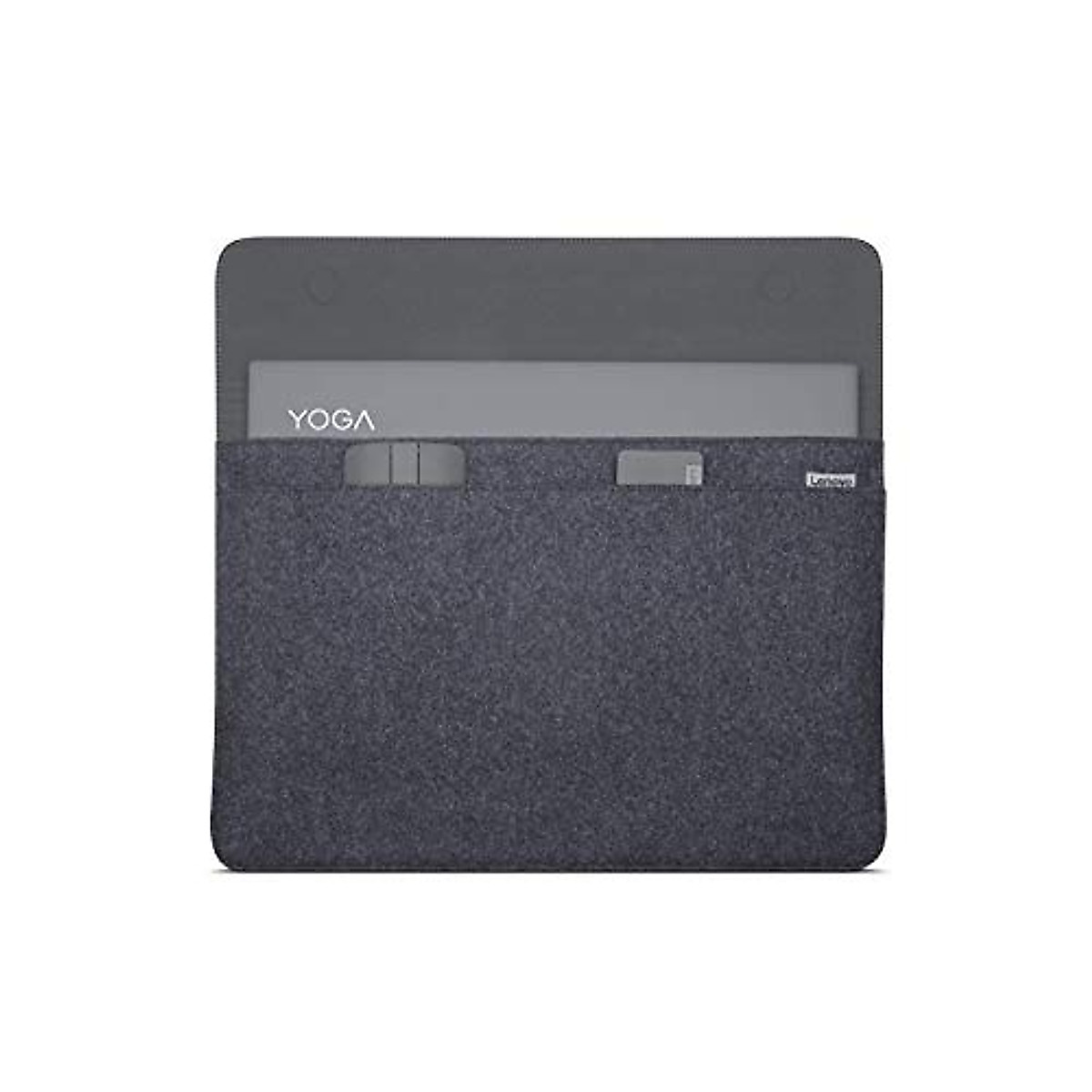 Lenovo Yoga Laptop Sleeve for 15-Inch Computer, Leather and Wool Felt, Magnetic Closure, Accessory Pocket, GX40X02934, Black