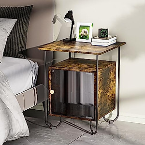 LiebeRen End Table,Large End Table,Nightstand,Side Table, Side Tables Bedroom,Mid Century Modern Nightstand,Vintage Style.