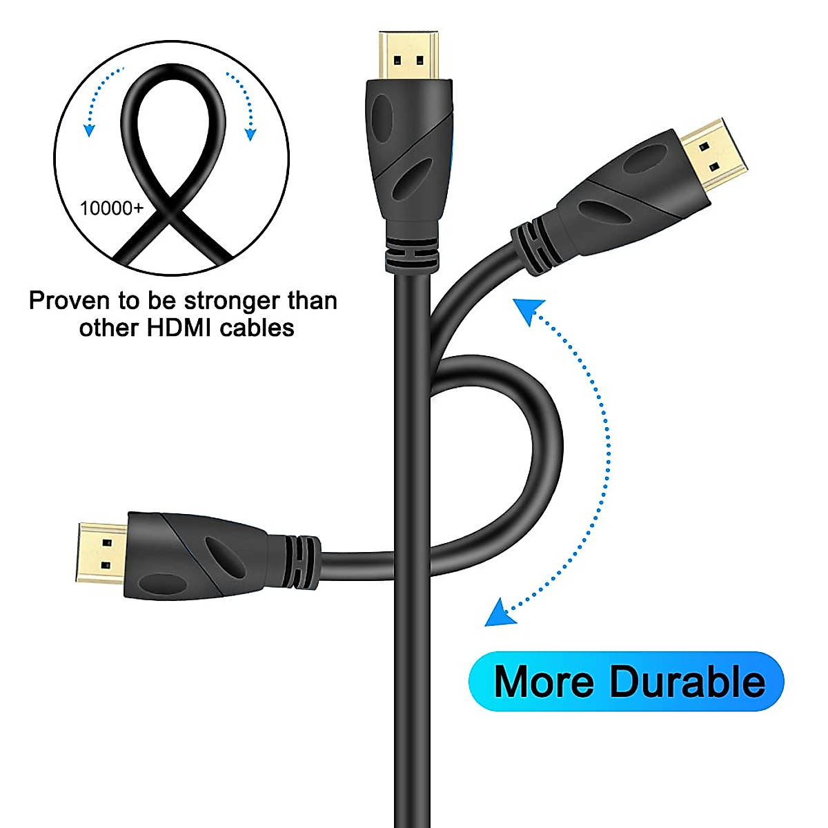 4K HDMI Cable-Jorenca 100FT(HDMI 2.0,18Gbps) Ultra High Speed Gold Plated Connectors,Ethernet Audio Return,Video 4K,FullHD1080p 3D Compatible with Xbox Playstation Arc PS3 PS4 PS9 PC HDTV-Black