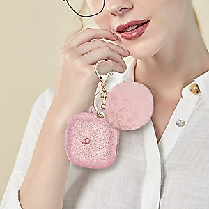 Beats Fit Pro Case Cover, Filoto Silicone Beats Fit Pro Earbuds Case for Women with Cute Pompom Keychain Shockproof Protective Case Accessories (Rose Gold)